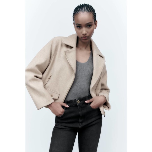 Zara | Jackets & Coats | Zara Soft Lapel Collar Crossover Asymmetric ...